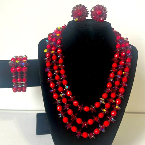 Hobe | Jewelry | Vintage Signed Hobe Elegant Red Iridescent Crystal ...